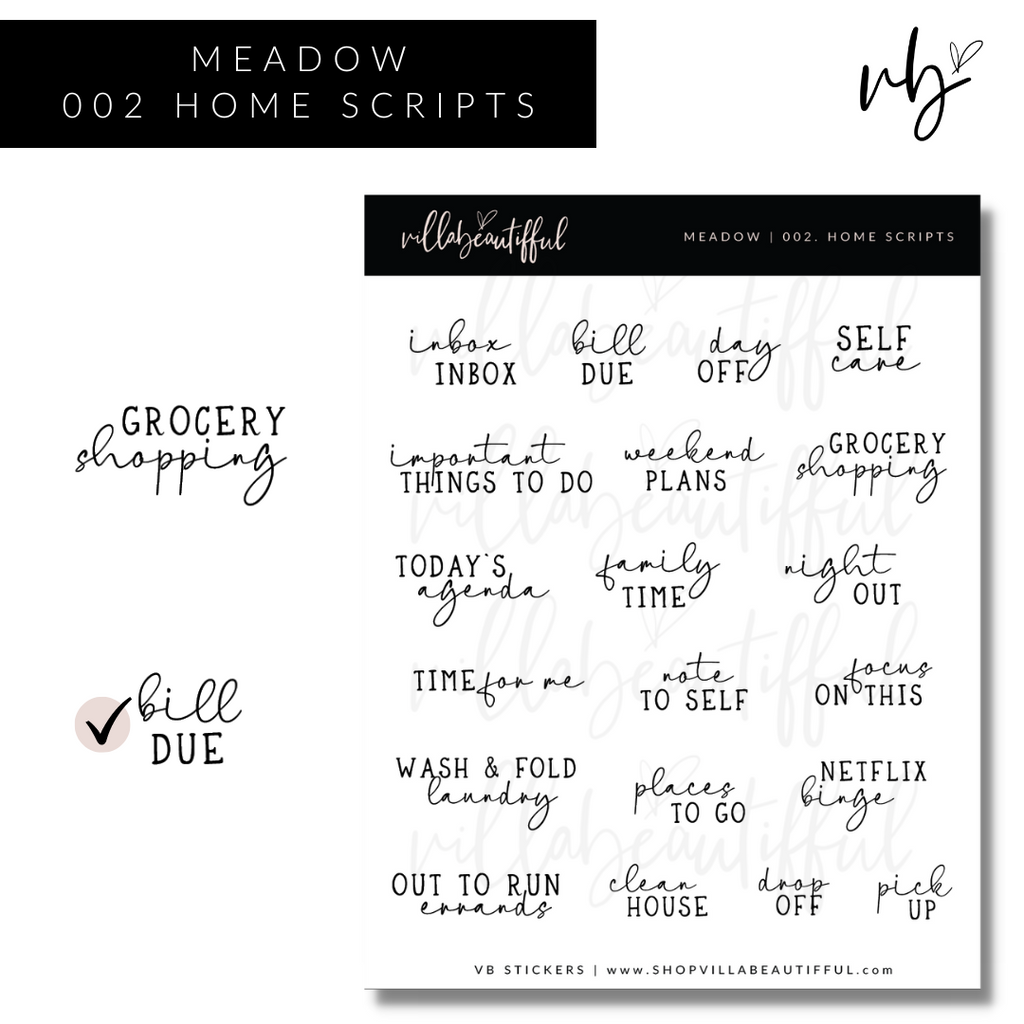 Sticker Sheet | Meadow 02 Home Scripts – villabeauTIFFul