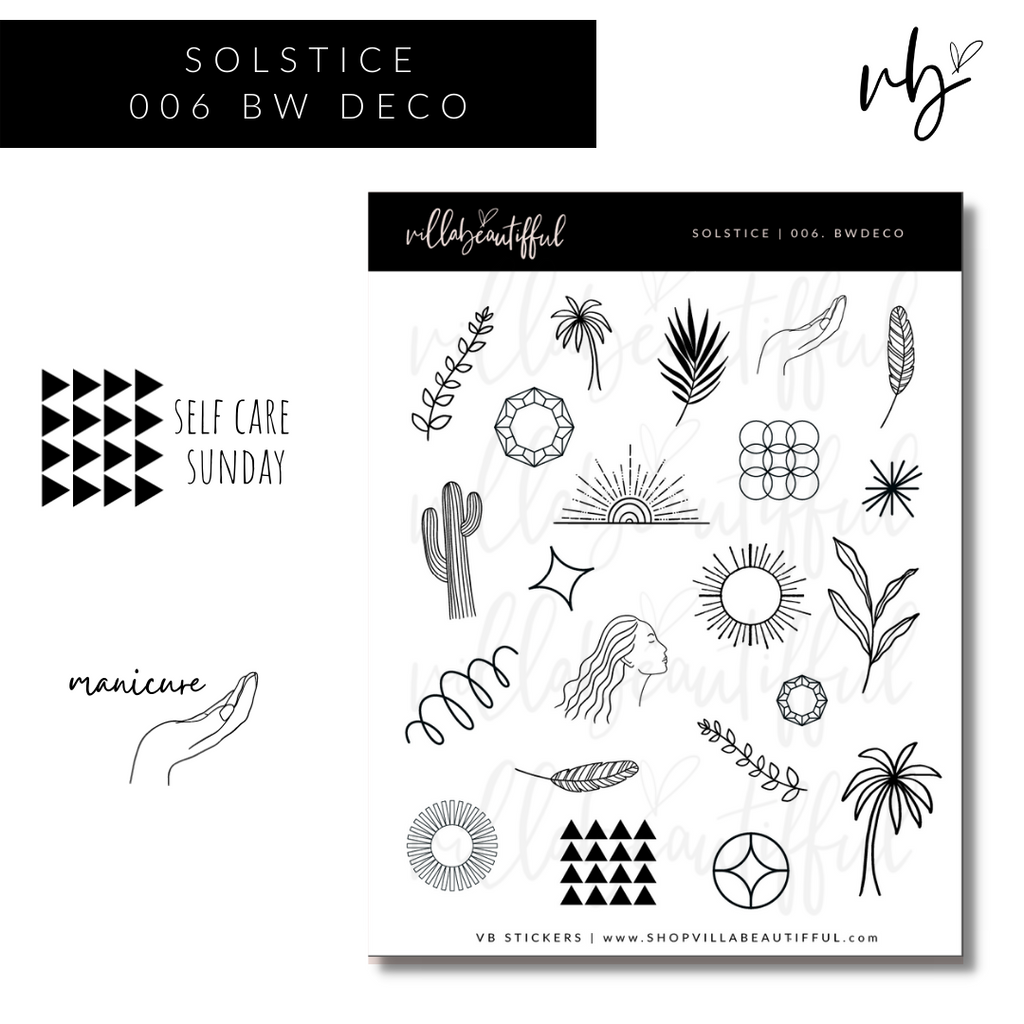 Sticker Sheet | Solstice 06 BW Deco – villabeauTIFFul