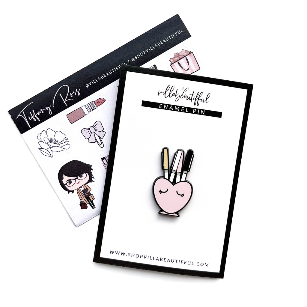 Enamel Pin + Stickers | Heart Pen – villabeauTIFFul